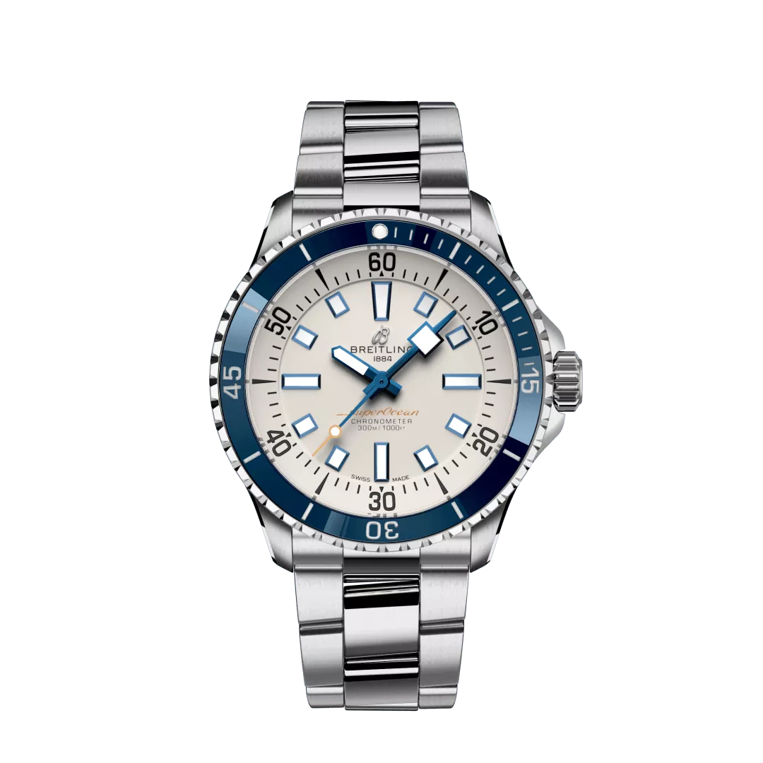 Breitling Superocean 42MM in Stainless Steel with Cream Dial and Blue ...