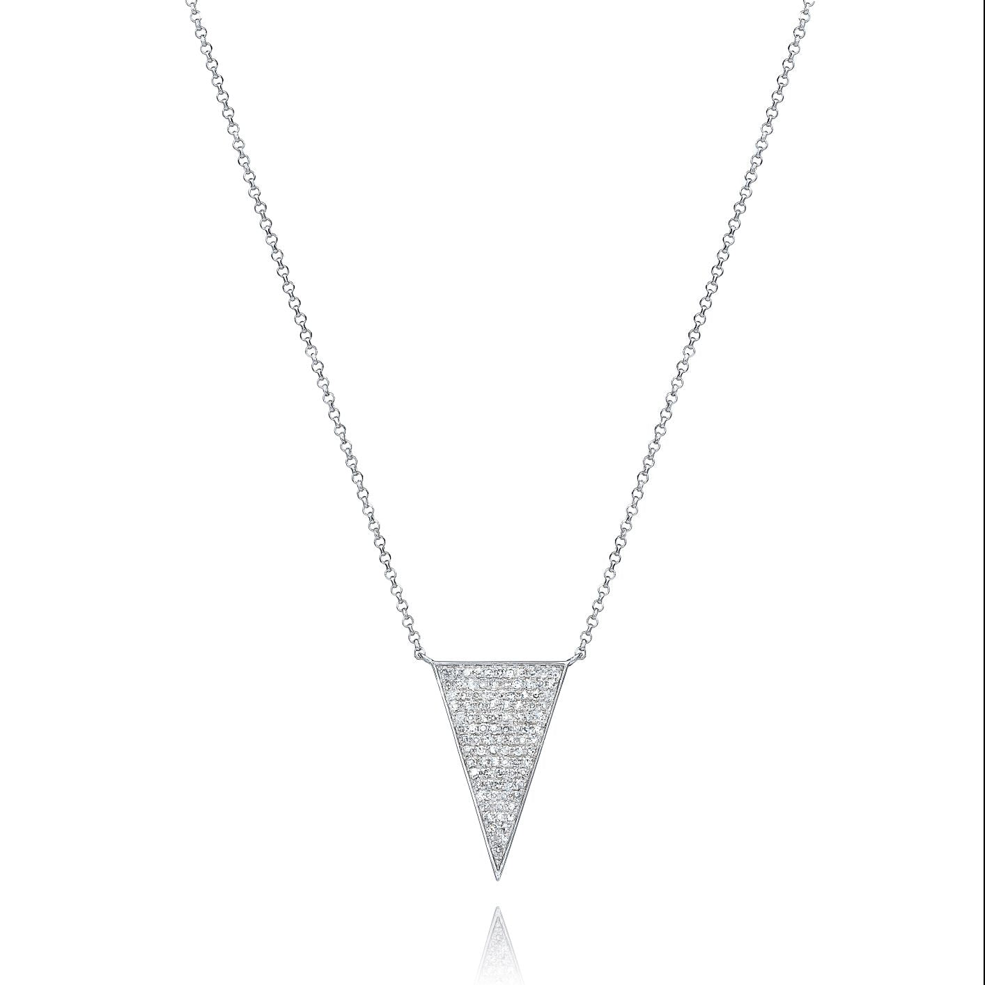 Large Triangle Diamond Necklace set in 14k White Gold – Diamonds ...