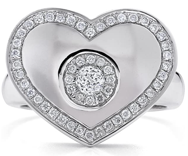 Sterling Silver Diamond Heart Ring – Diamonds International